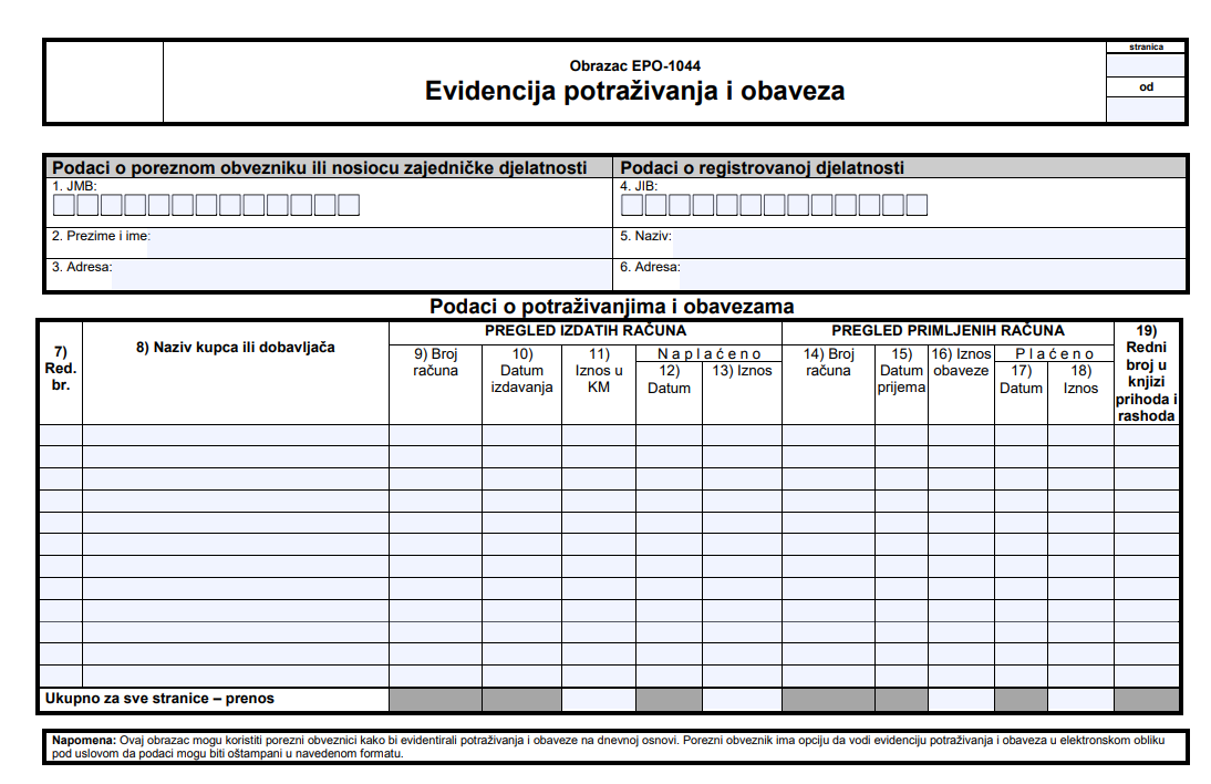 EPO Evidencija potr i oba | Birocommerce